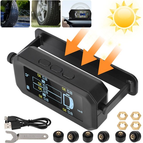 TPMS with 6 Sensors Tire Pressure Monitoring System Wireless Solar ...