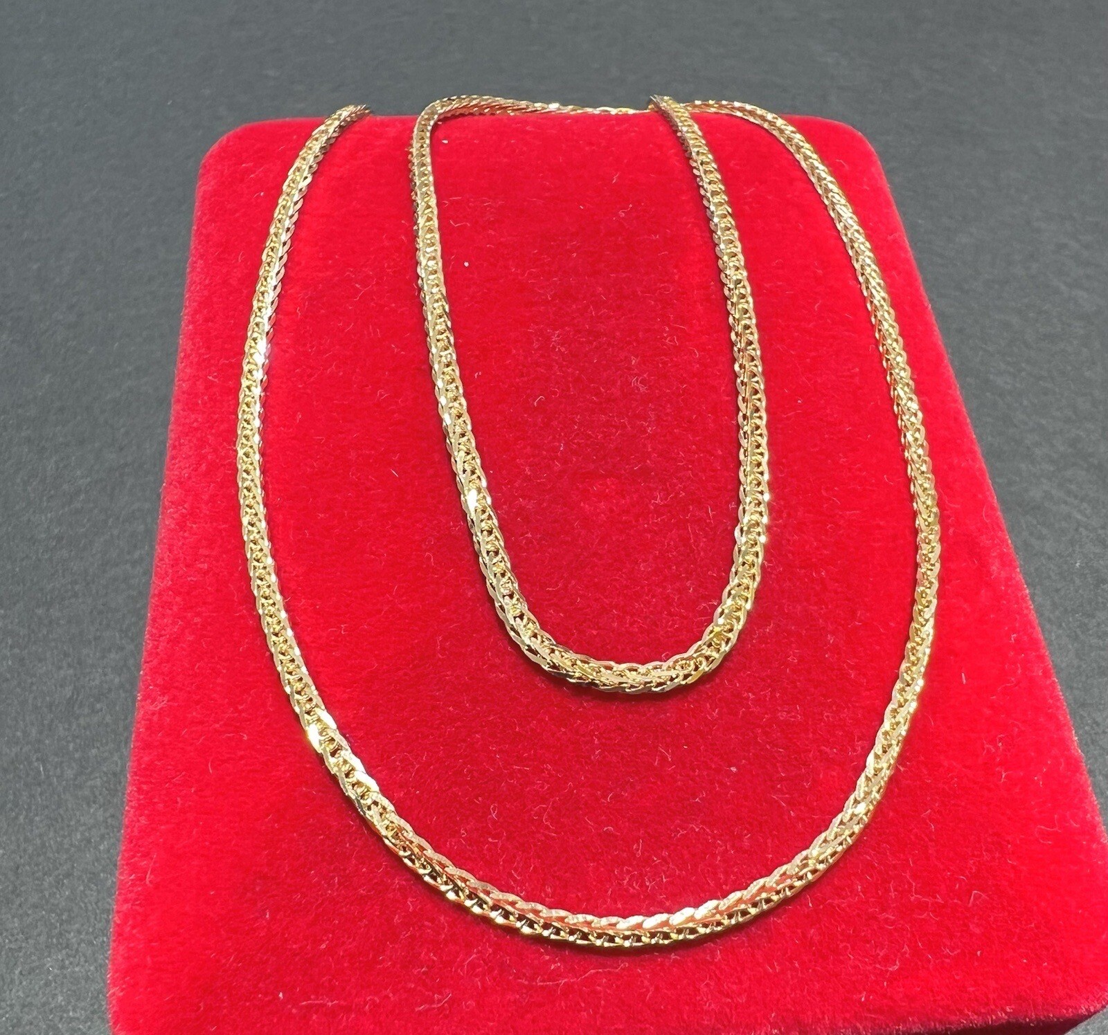 18K Solid Yellow Gold Square Wheat Chain Necklace | eBay