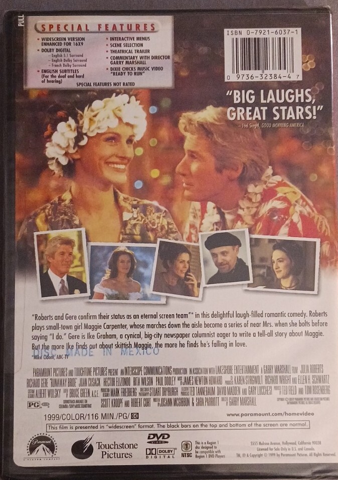 Runaway Bride (1999 DVD, WS) Catch Her If You Can -Julia Roberts ...