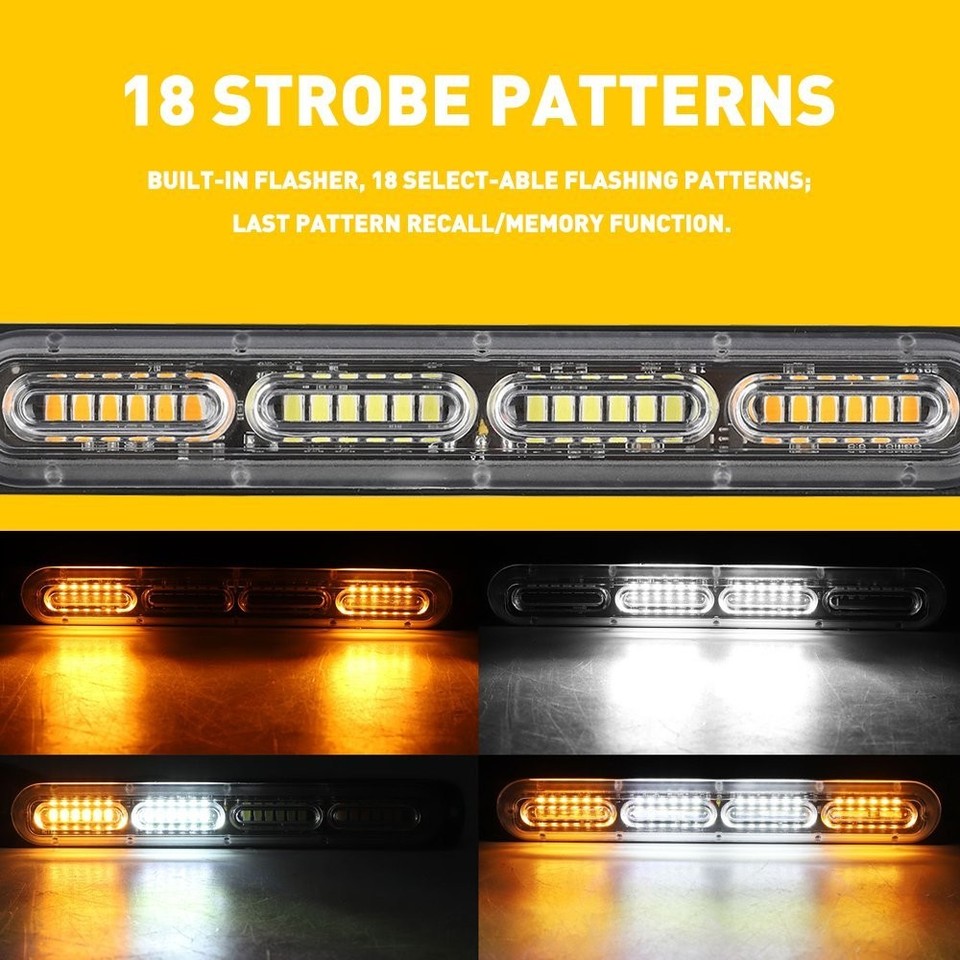 4x 24LED Amber/White Strobe Light Flashing Kit Car Truk Emergency ...