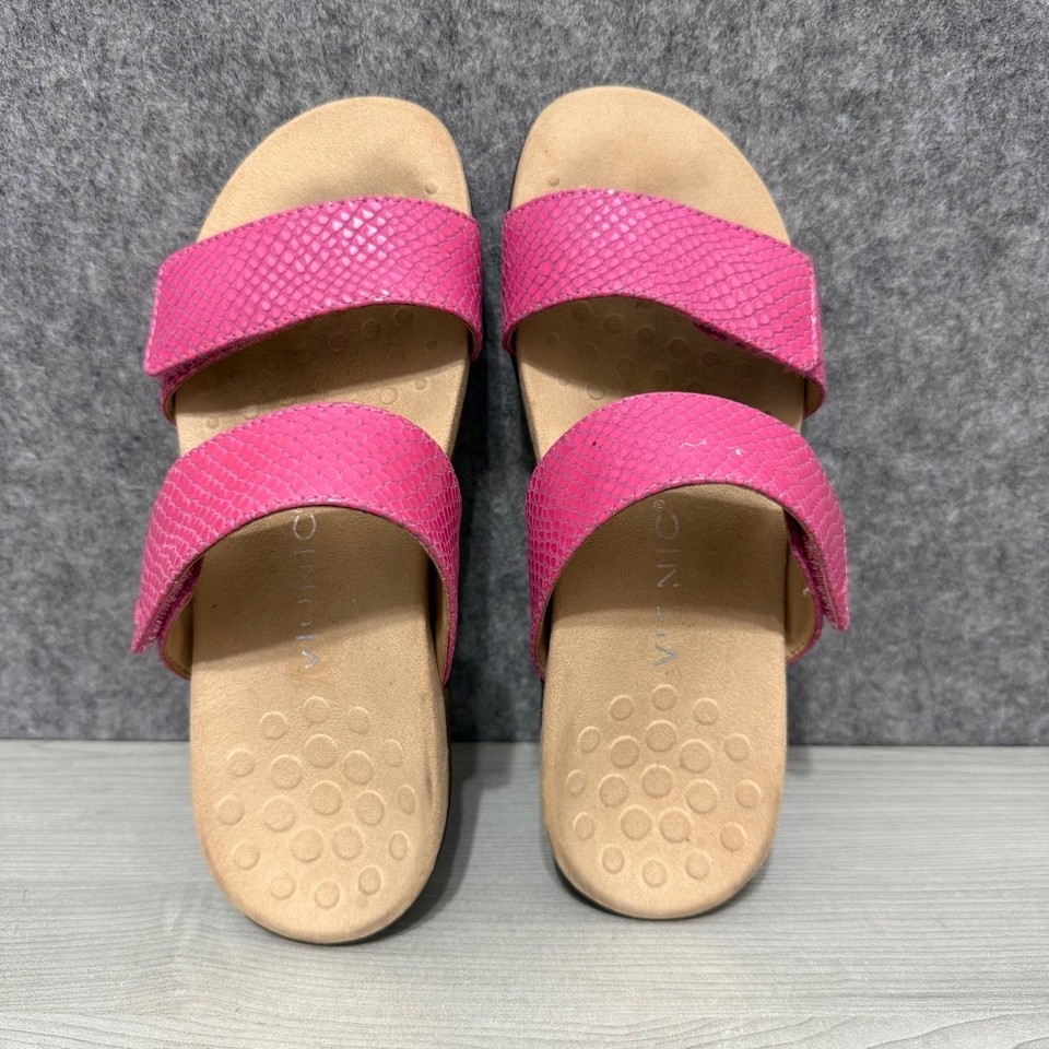Vionic Randi Women's Pink Lizard Embossed Slide Orthotic Sandals Size 7 ...