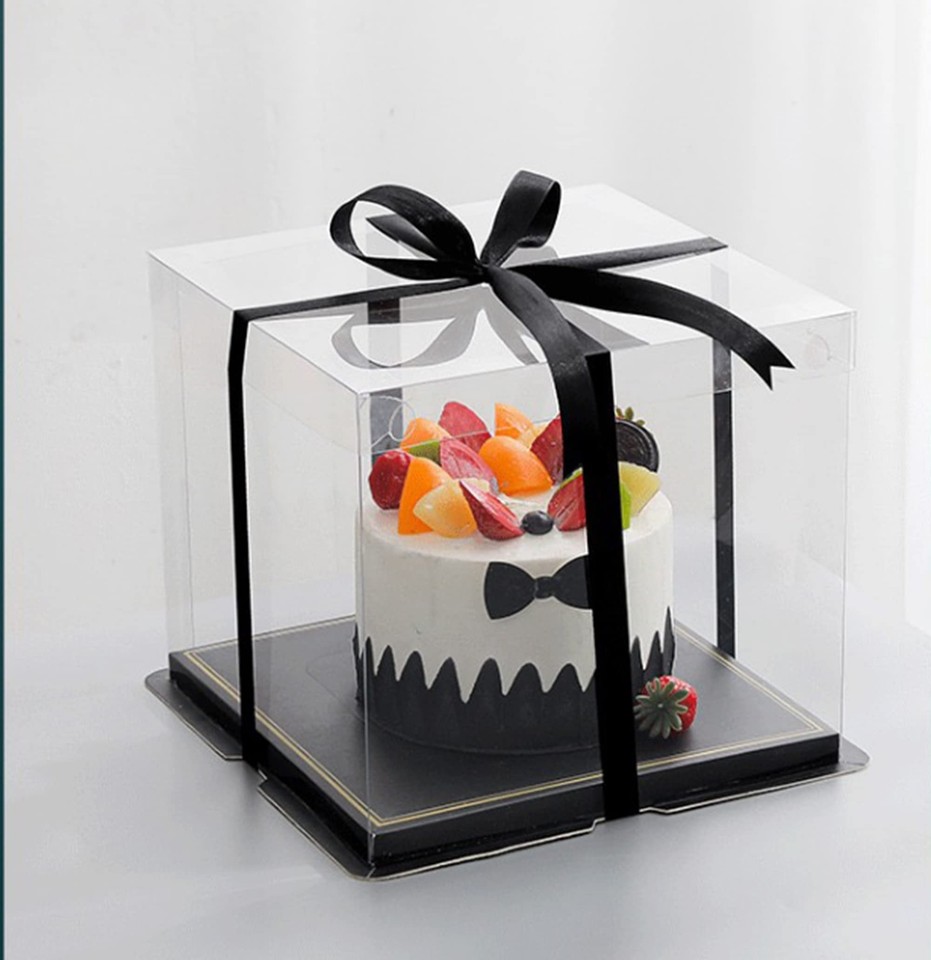 6Pcs Tall Cake Boxes Clear cake Box with Ribbon 12x12x 10inchIdeal for ...