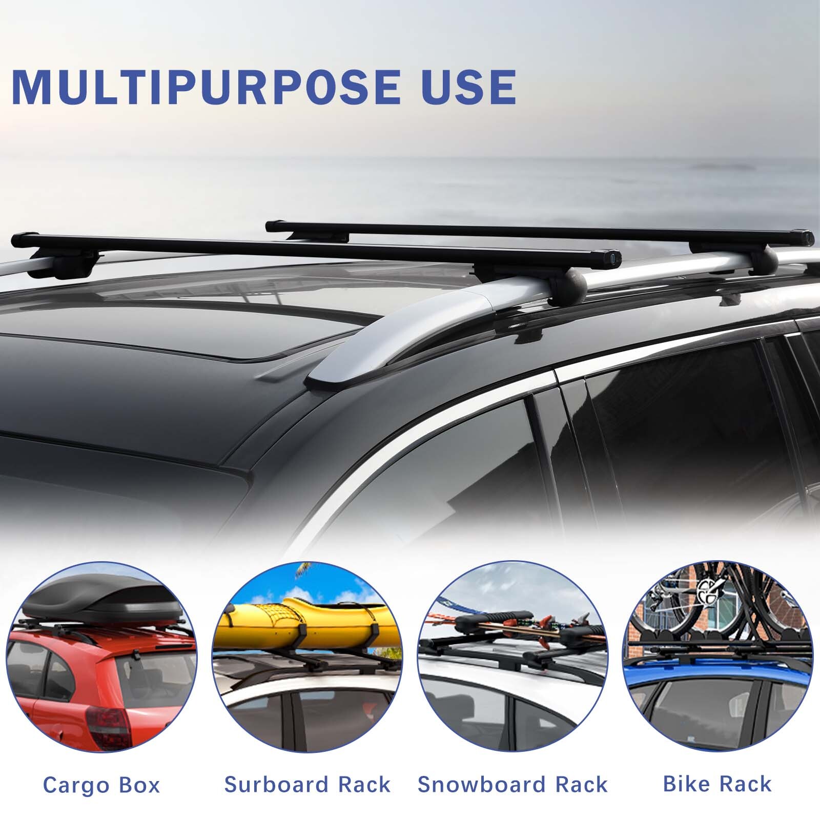 53" Top Roof Rack Cross Bar Luggage Cargo Carrier Lock For Cadillac XT4 ...