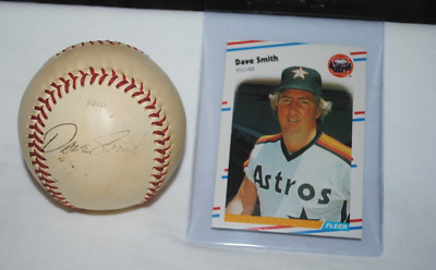 Dave Smith, Houston Astros, SIGNED BASEBALL, on LL baseball, tough ...