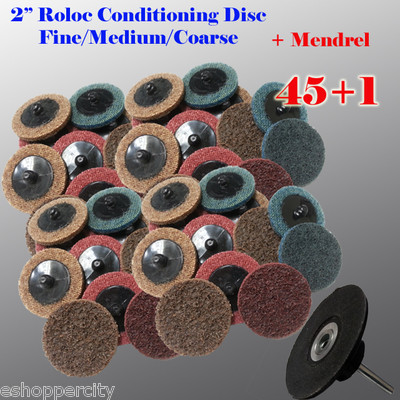 45+1 2" Roloc Surface Conditioning Sanding Disc Free Mandrel Fine M ...