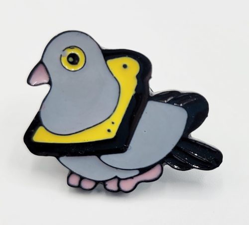 Cute Pigeon Bird Eating Bread Enamel Cartoon Brooch Pin Costume Jewelry ...