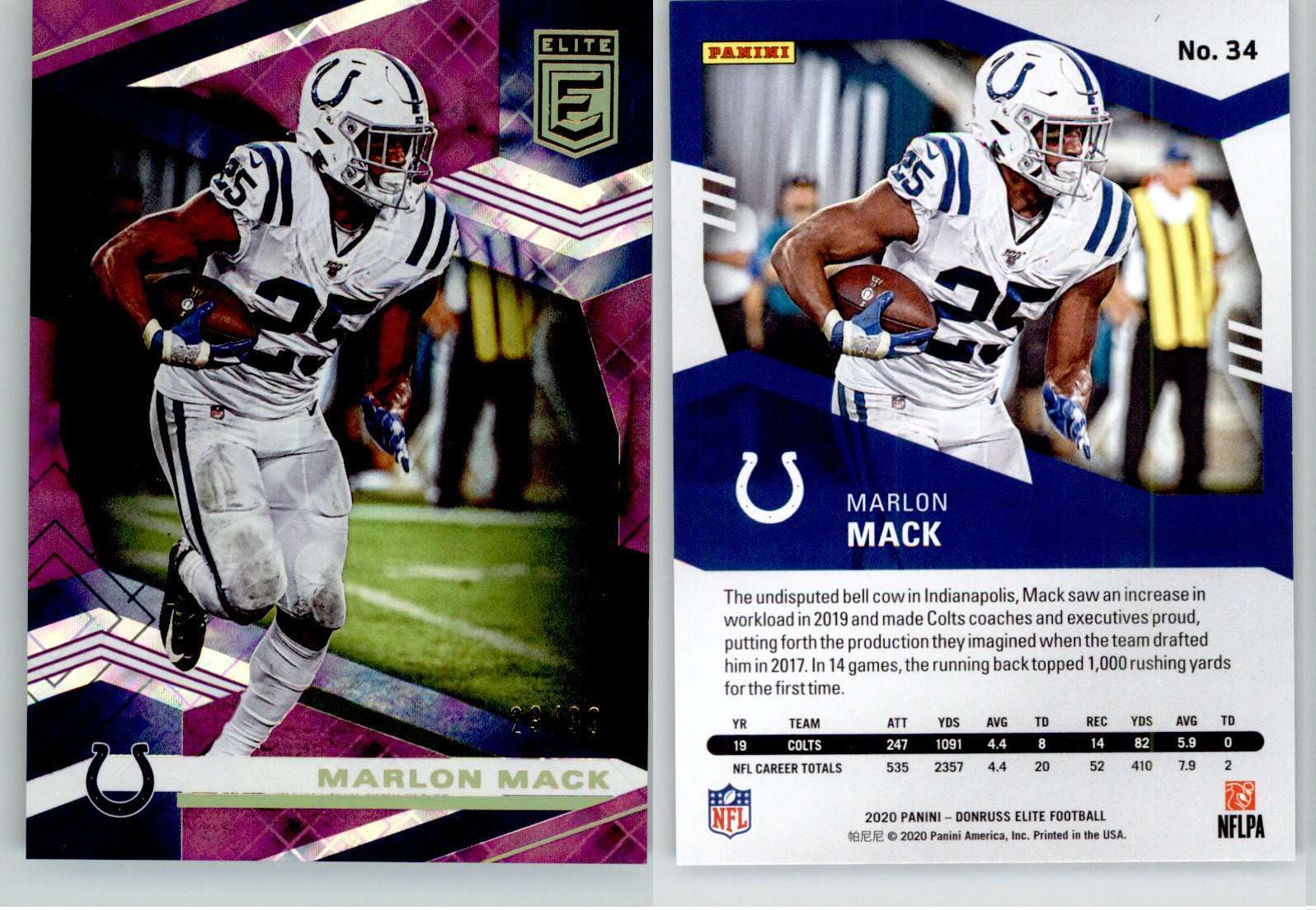 2020 Panini Donruss Elite - Marlon Mack #34 Purple /99 for sale online ...