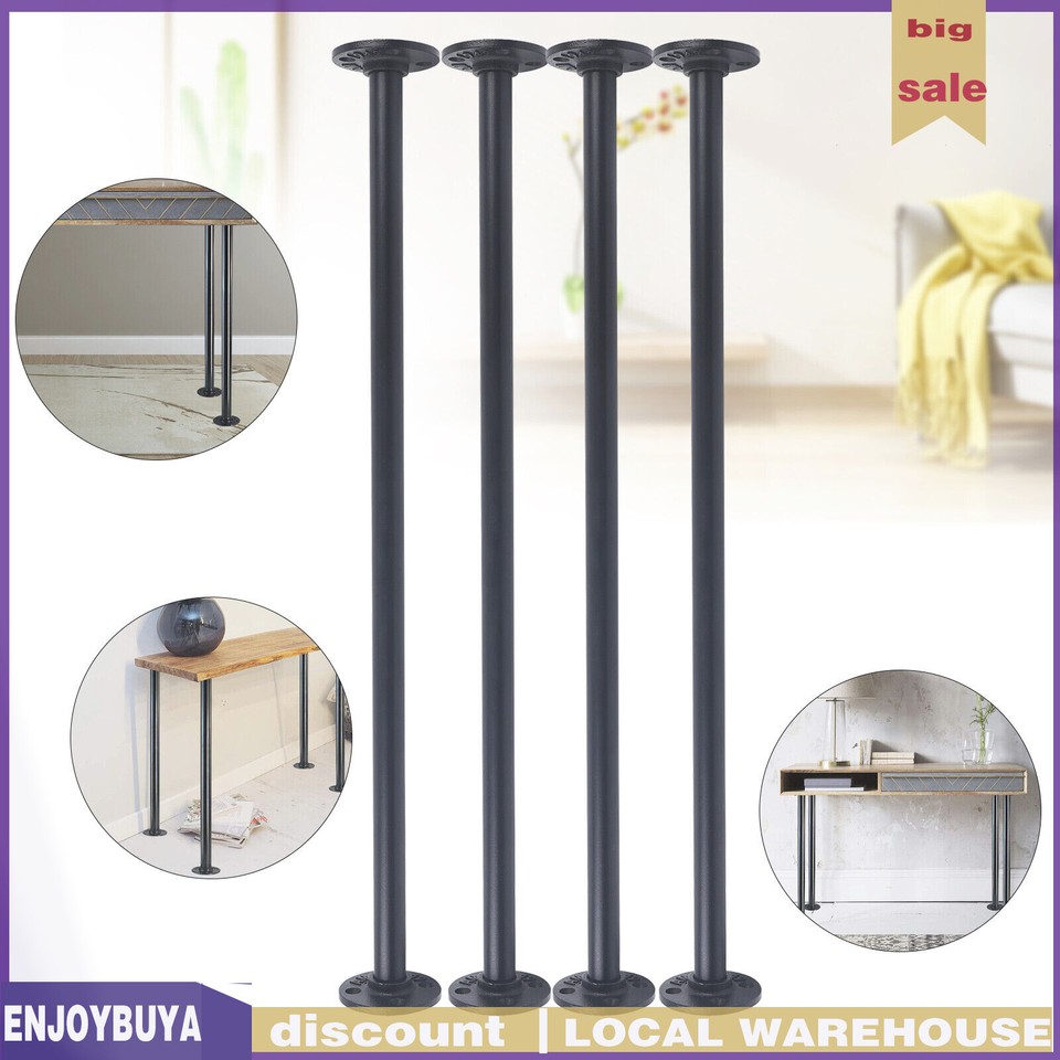 4x Metal Desk Legs 30 Inch Industrial Pipe Table Legs for DIY Rustic ...