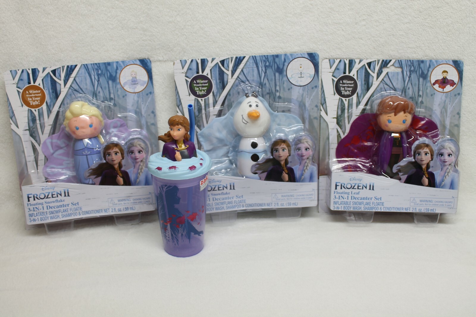 Frozen 2: (3) Floating Snowflake 3 in 1 Decanter Set Elsa, Anna, Olaf ...