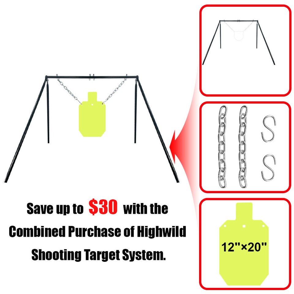 Highwild AR500 Steel Shooting Target Stand System(Stand,Chain Kit&12 ...