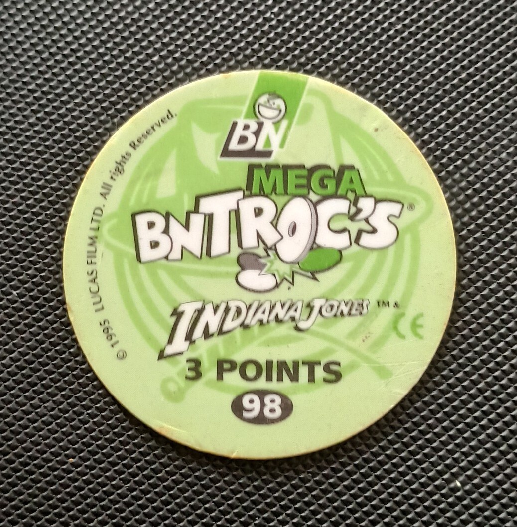Pog INDIANA JONES 98 BN TROCS Mega 1995 Vert Tazo Pogs Caps Kini Kinis ...