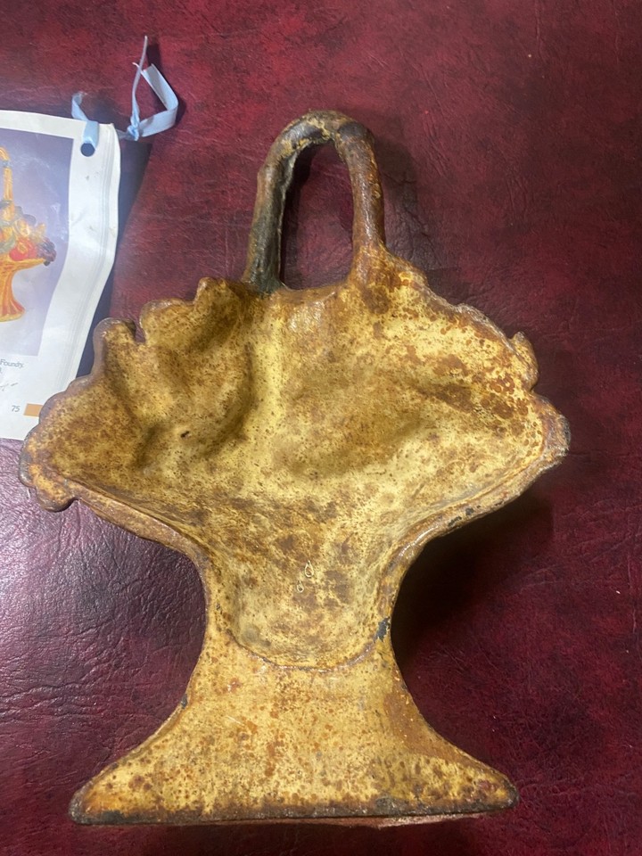 Antique Albany Foundry Cast Iron Fruit Basket Cornucopia Doorstop Cast ...