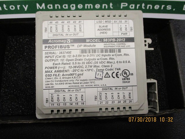 983PB-2012 Acromag Profibus-DP Discrete I/O Module 12 input/output ...