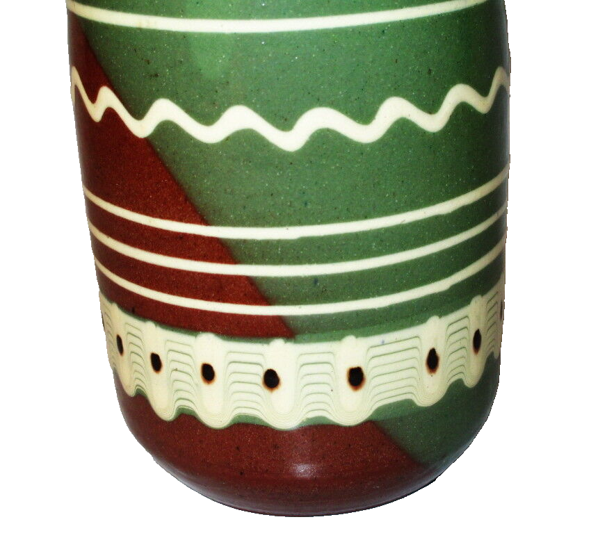 Troyan Pottery Pitcher Jug 8" Red Ware Hand Painted Green White ...