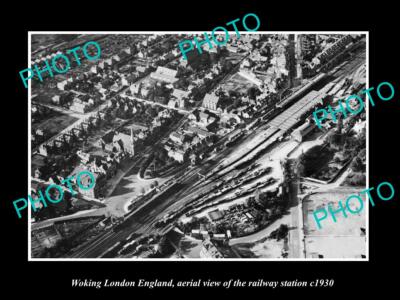 OLD 8x6 HISTORIC PHOTO WOKING LONDON ENGLAND THE RAILWAY STATION c1930 ...