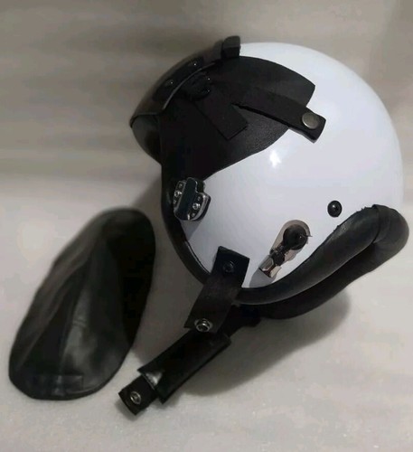 HGU-55 FIGHTER PILOT HELMET "WHITE" WITH LEATHER EDGEROLL,COLOUR BY ...