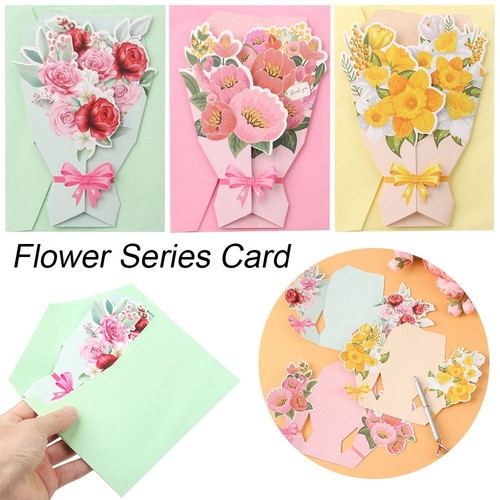 DIY Creative 3D Foldable Card Flower Series Card Birthday Gift Greeting ...