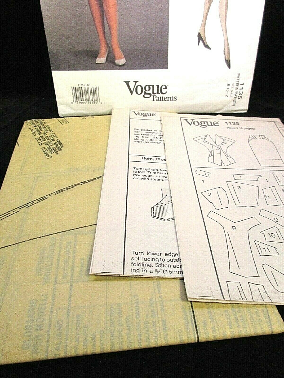 Vogue Paris Original Pattern 1135 Karl Lagerfeld Size 8-10-12 | eBay