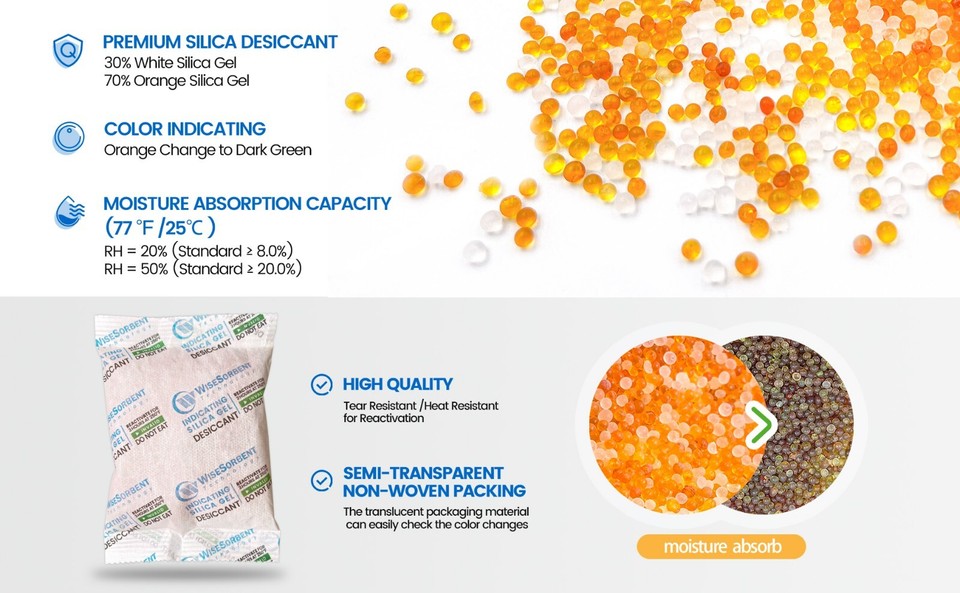 100 Gram Desiccant Pack, Indicating Silica Gel Packet,Gun Safe Moisture ...