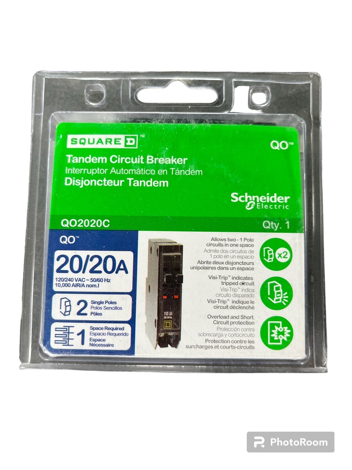 New Square D QO2020c 20-Amp 1-Pole Tandem Breaker QO2020C Overstock ...