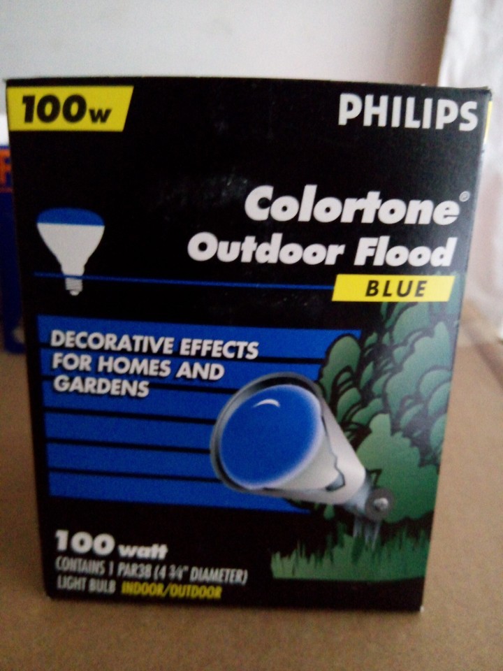 LOT of 4 PHILIPS COLORTONE 100W BLUE INDOOR OUTDOOR COLORED 100 WATT ...