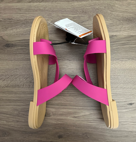 Crocs 206108-6TH Women's Sz 9 Fuchsia Fun/Tan Tulum Toe Post Sandals ...