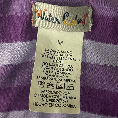 Purple Striped T-Shirt Medium Open Back Cutout Short Sleeve Casual Cap ...