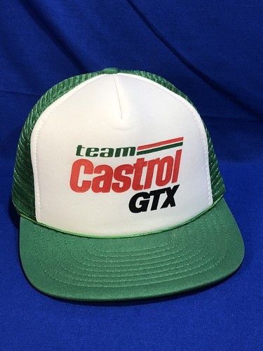Vintage 80's 90's Team Castrol GTX Racing Trucker Snapback Hat Cap Drag ...