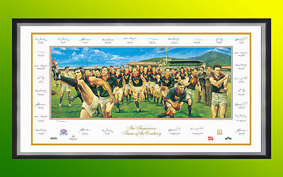 OFFICIAL AFL TASMANIAN TEAM OF THE CENTURY SIGNED FRAMED PRINT HART ...