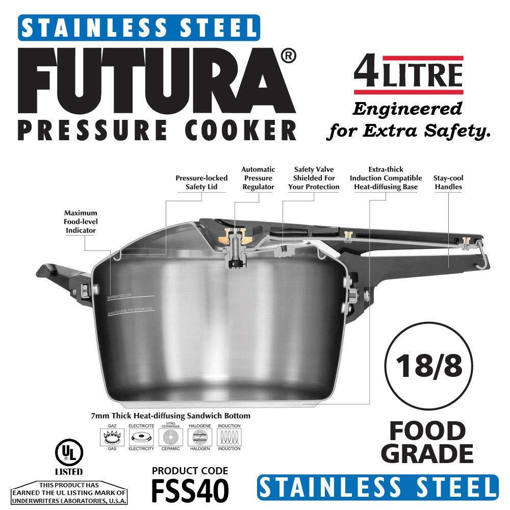 Stainless Steel Induction Compatible Inner Lid Pressure Cooker 4 Liter ...