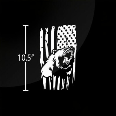 Bear Hunting Decal 10.5" (h) American Flag Bear Vinyl Die Cut Decal ...