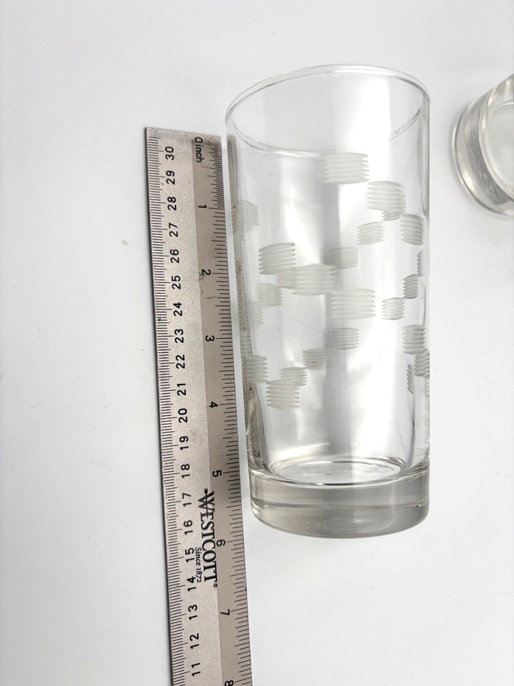 4 RARE VTG 1966 Libbey Glass MCM Cubist-New Windsor-Tall Tumbler Etched ...