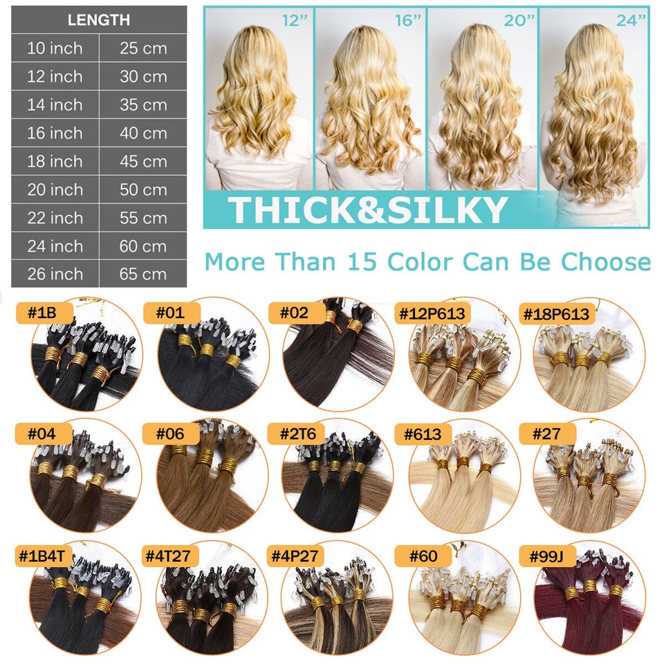 HOT Loop Micro Ring Link Hair Extensions Russian Real Human Hair Micro ...