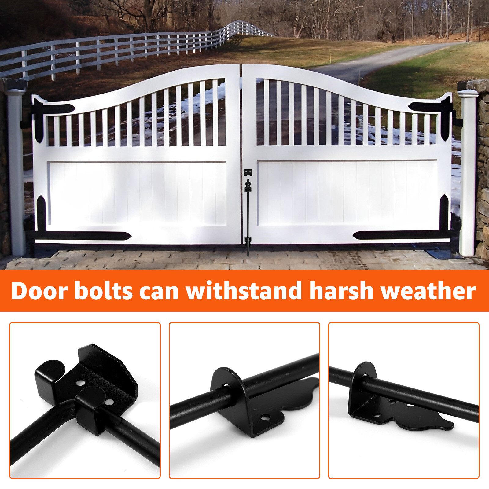 Cane Bolt Gate Drop Rod Kit 18 inch Heavy Duty Iron Gate Ground Latch ...
