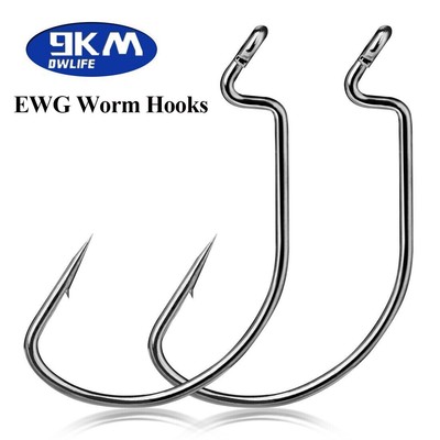 25~100Pcs EWG Worm Hooks Versatile Soft Plastic Hooks Freshwater Bass ...