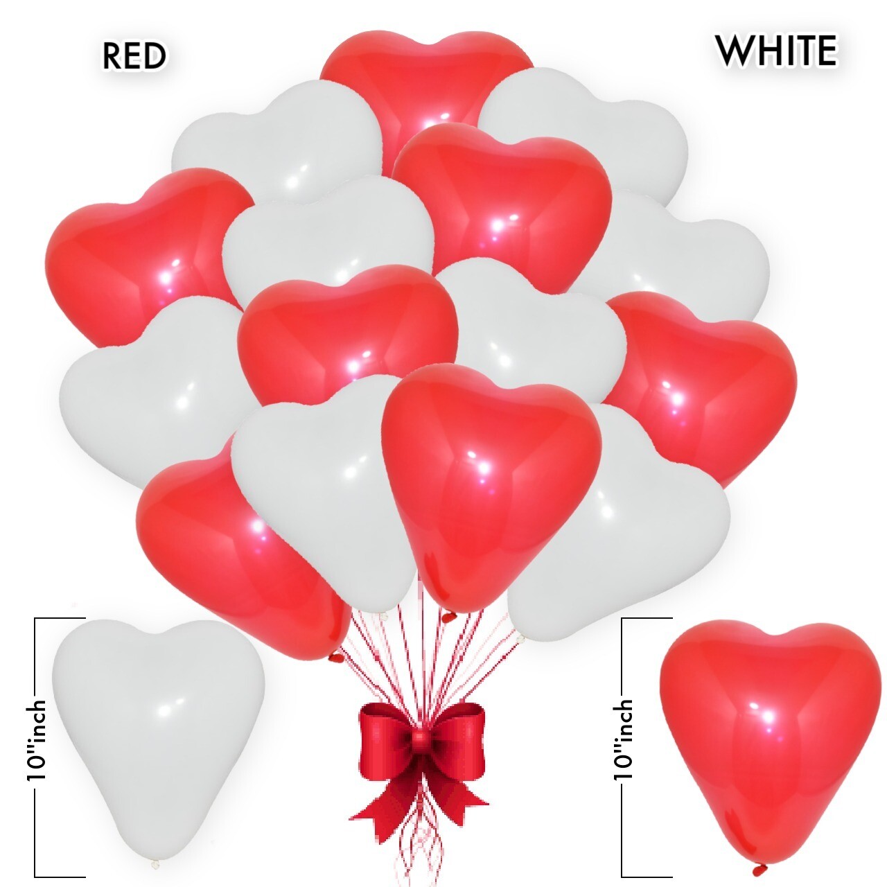 Valentine Balloons Latex HEART 10'' Helium RED BALONS Couple LOVE Party ...