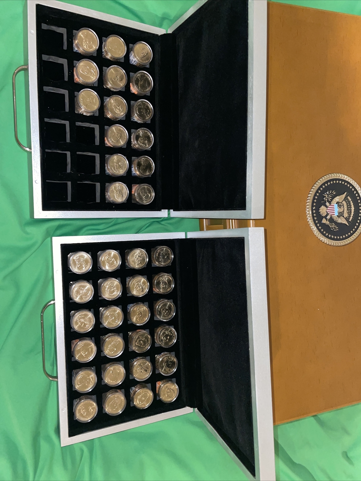 Complete Set Presidential Golden Dollars in Case with Display Dollars ...