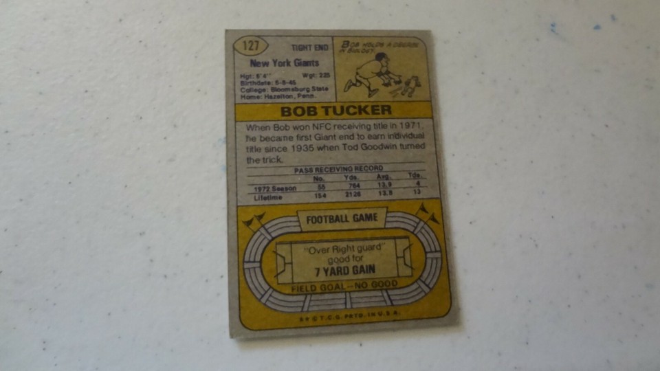 1974 TOPPS # 127 BOB TUCKER FOOTBALL CARD | eBay