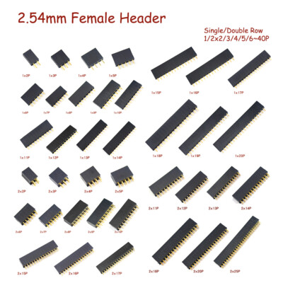 1/2x2/3/4/5/6~40P Female Header Socket 2.54mm Connector Strip Single ...