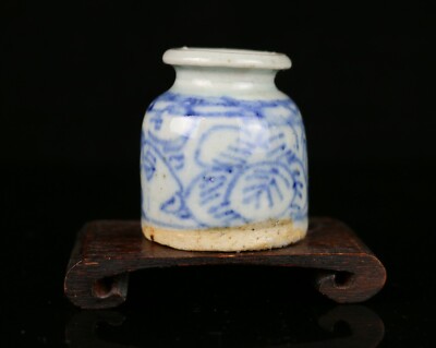 Antique Chinese Blue & White Porcelain Small Water Pot | eBay