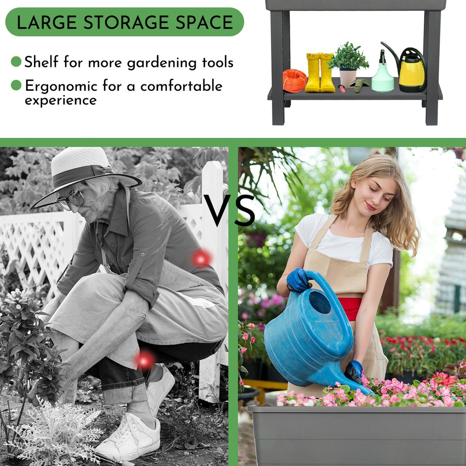 Aoodor 3Pcs Elevated Raised Planter Box w/Water Level Indicator for ...