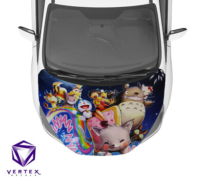 Anime Cats Hood Wrap Weatherproof Vinyl Decal 50"X60" 1-YR Warranty-K ...