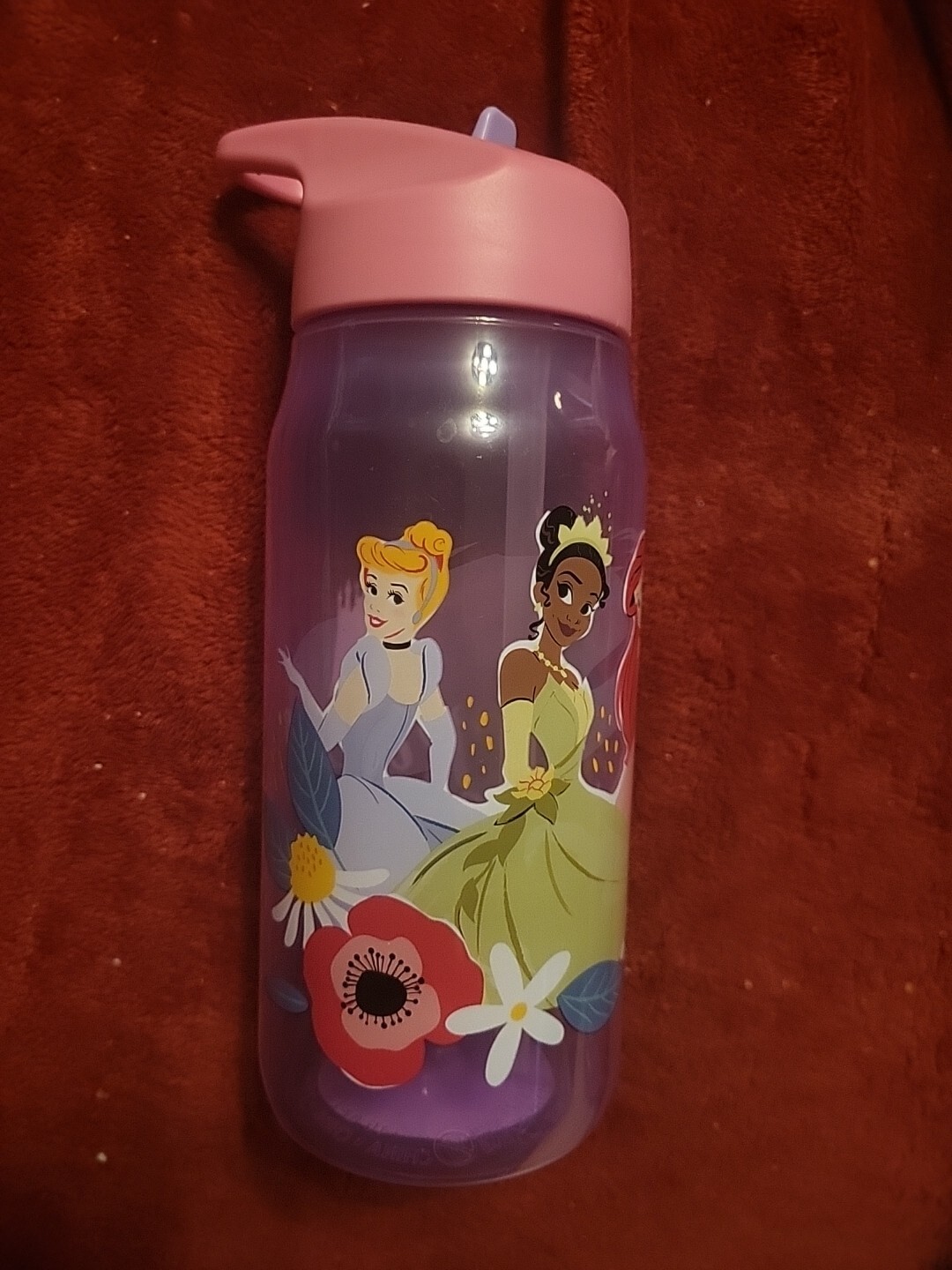 DISNEY PRINCESS Water Bottle Snap Top Cup Drink Jug with Handle Pink ...