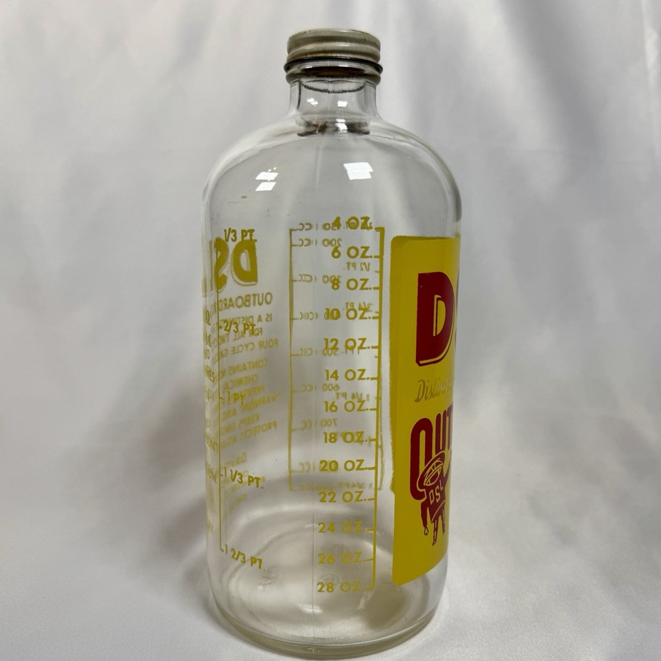 Vtg Davis Howland DSL Outboard Motor Oil Glass Quart Bottle & Cap ...