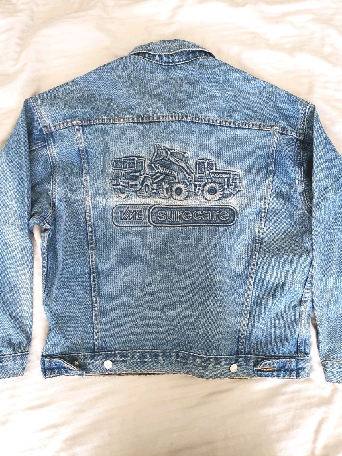 Rare volvo truck vintage tyca denim jacket embossed s… - Gem