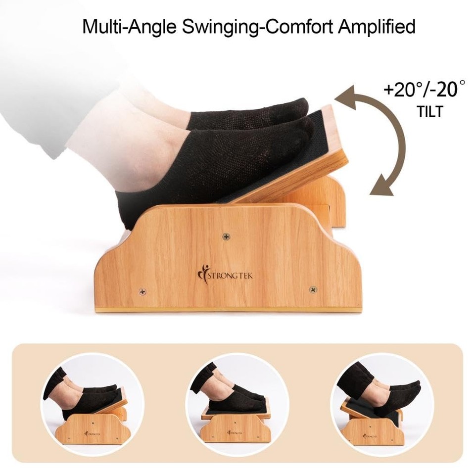 Ergonomic Rocking Foot Rest Under Desk Adjustable Stool Non-Slip 3 ...