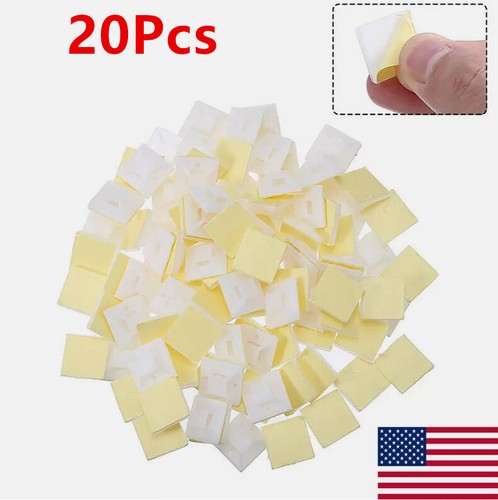 20x New Self Adhesive Cable Zip Tie Base with screw holes Clips Sticky ...