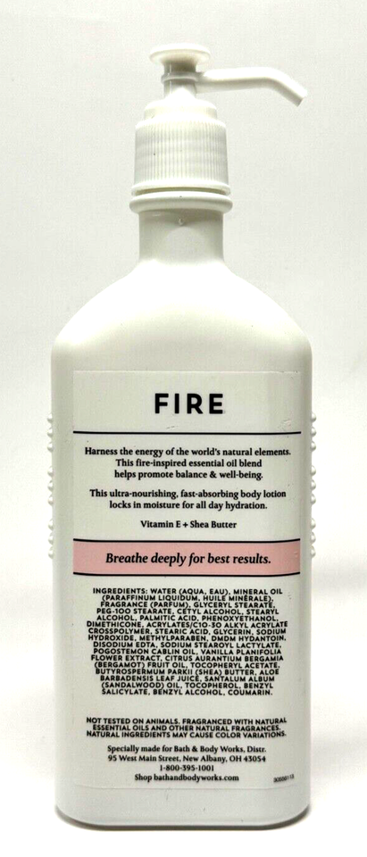 NEW 1 BATH & BODY WORKS AROMATHERAPY FIRE ESSENTIAL OIL BODY LOTION 6.5 ...