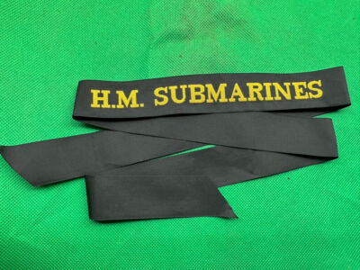 Genuine British Royal Navy H.M Submarine Cap Tally - Full Length - Mint ...