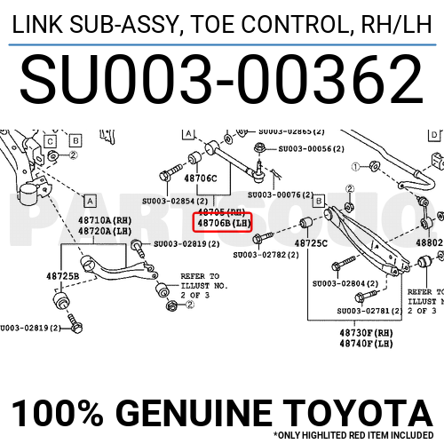 SU00300362 Genuine Toyota LINK SUB-ASSY, TOE CONTROL, RH/LH SU003-00362 ...